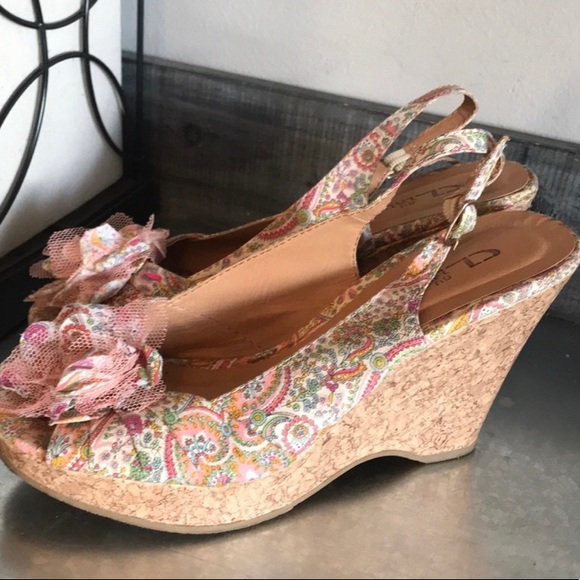CL by Laundry | Shoes | Cl By Laundry Paisley Cork Wedge Sandal | Poshmark